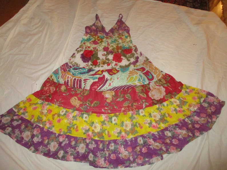 Boho Tiered Cotton Patchwork Sundress - Etsy
