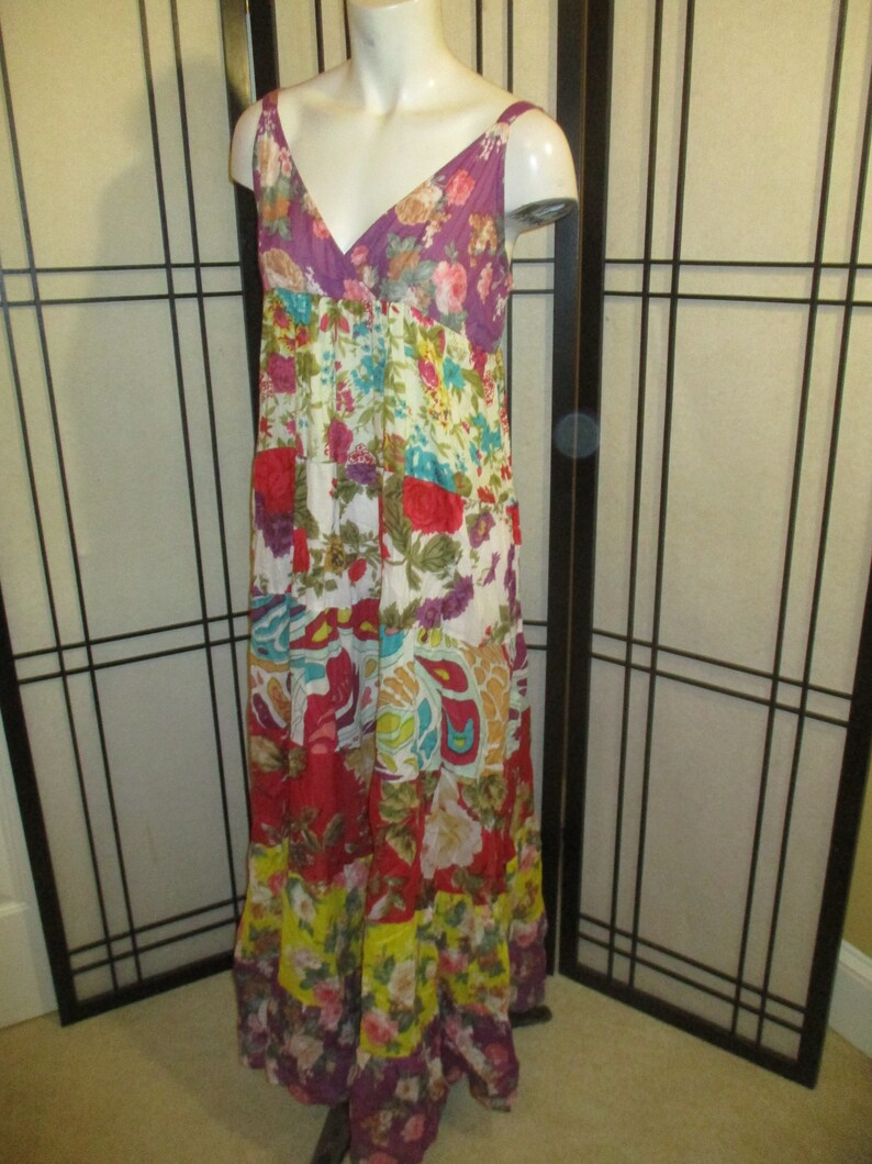 Boho Tiered Cotton Patchwork Sundress - Etsy