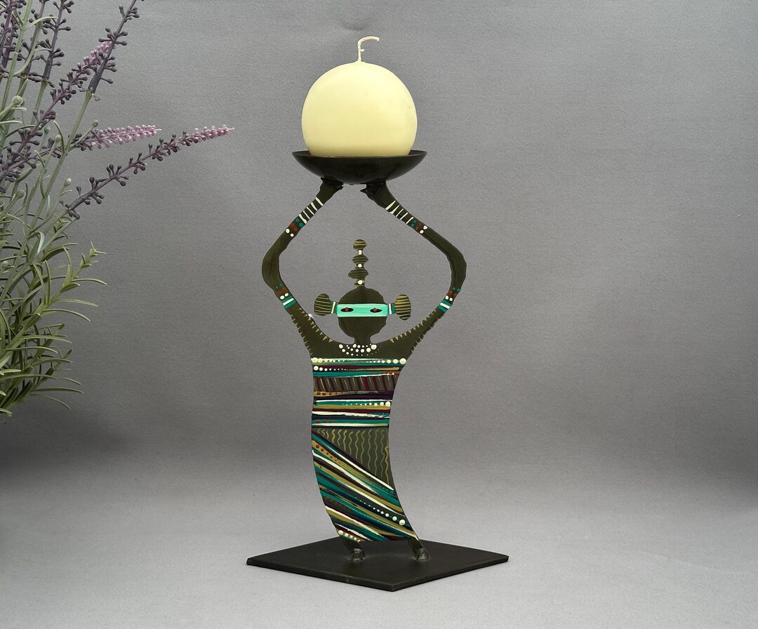 Vintage Robert Shields Metal Sculpture Candle Holder Whimsical Tribal ...