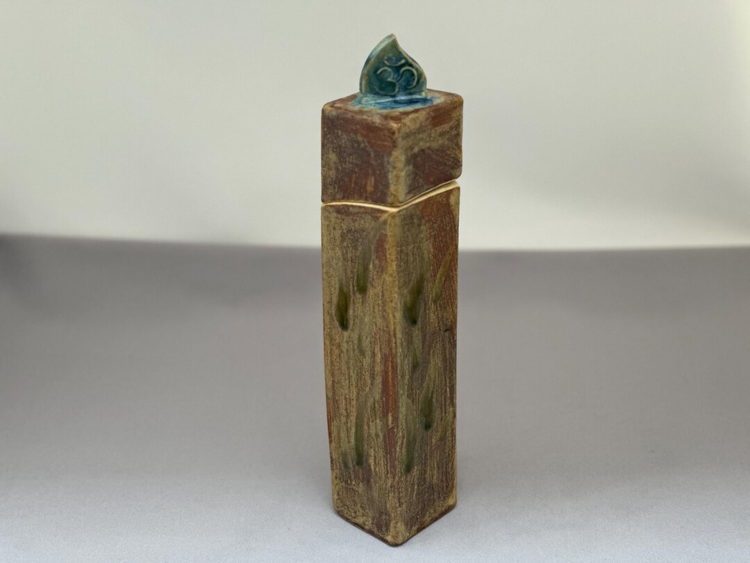 Vintage Tall Handmade Ceramic Incense Container - Incense Storage ...