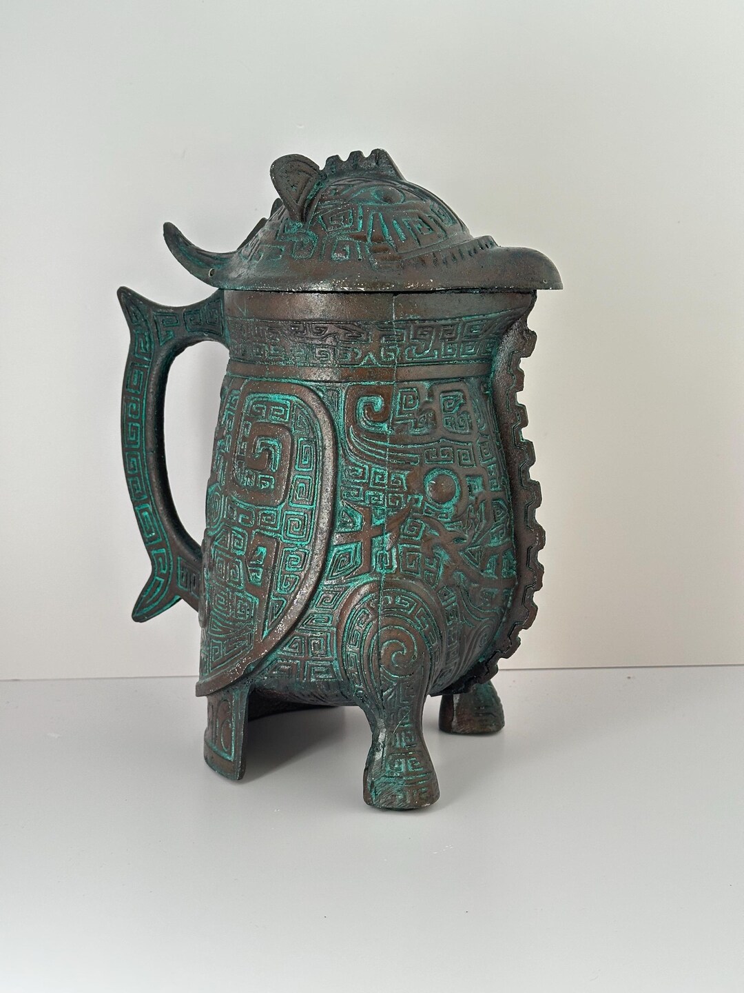 Mid Century Getz Brothers James Mont Style Metal Pitcher - Verdigris ...