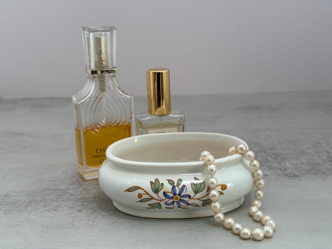 Geo Martel French Ceramic Porcelain Trinket Dish – Mid Century Floral ...