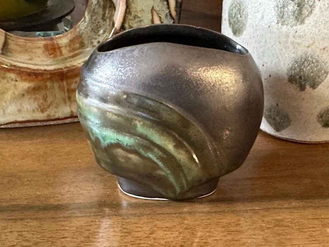 Miniature Hand Built Raku Glazed Pottery Vase Tiny Ceramics Glazed ...