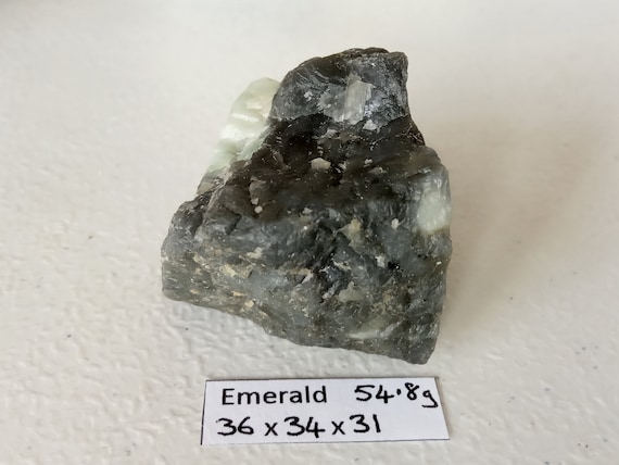 42.2g Natural Green Emerald ESMERALDA in BIOTITE SCHIST Rough Stone ...