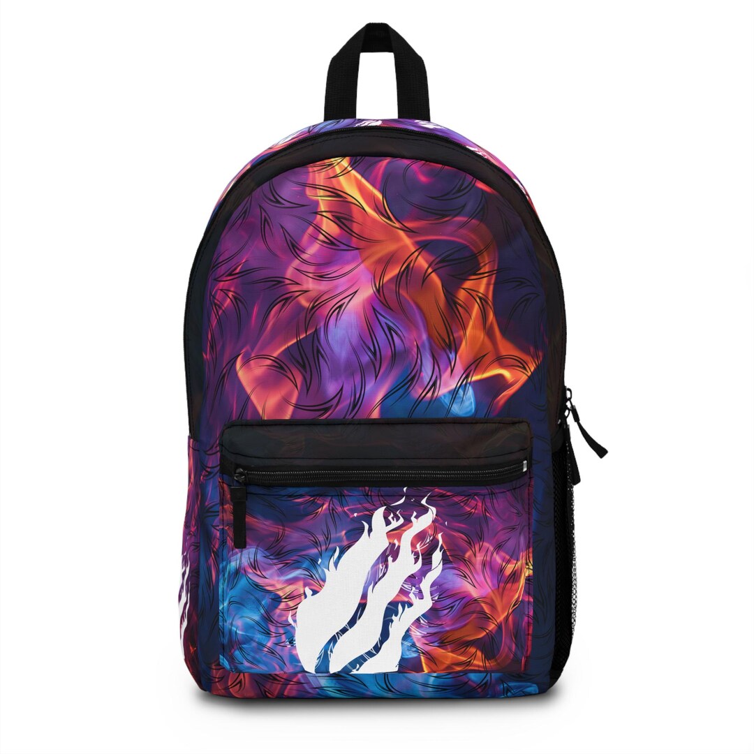 Flames Backpack, Inspired Gamer Bag, Fire Print School Rucksack, Gamer ...
