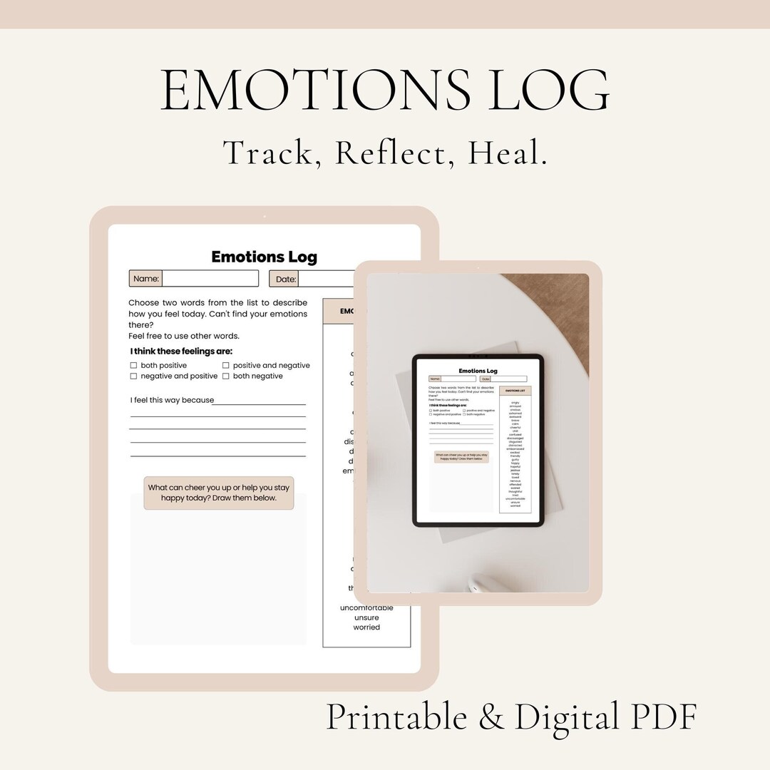 Emotional Log , Emotion Tracker, Mood Journal, Mental Health Template ...