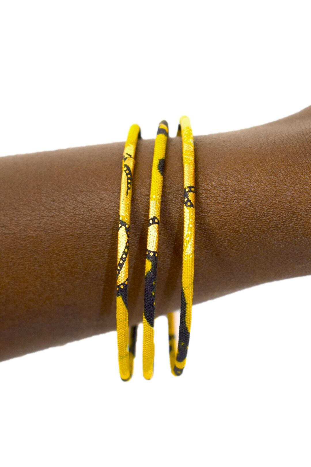African Bangle, Ethnic Chic Jewelry, Set of 3 Fine Mustard/navy/golden ...