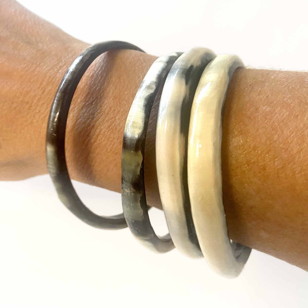 Unique Bracelets Made From Senegalese Buffalo Horn, Chic Natural ...