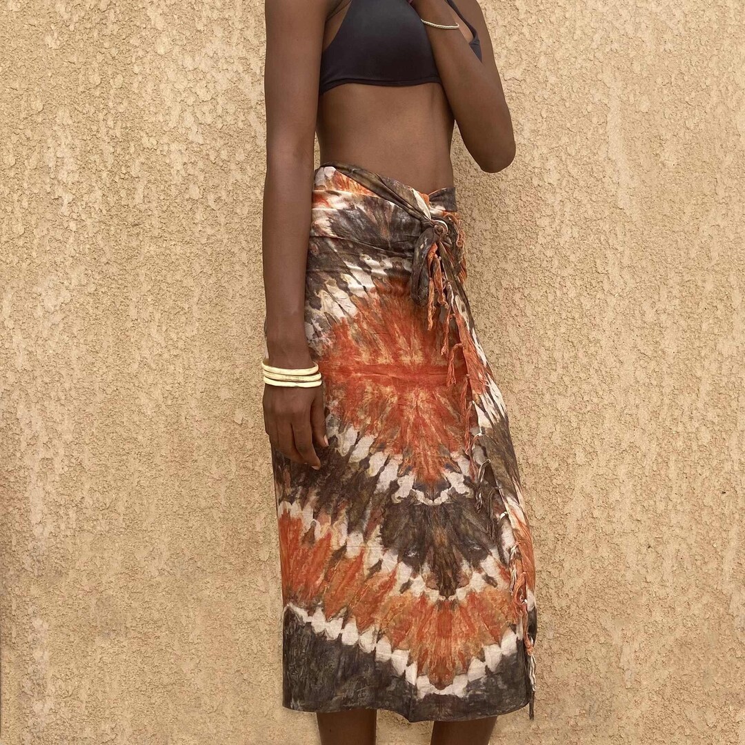 Beach Pareo or Ethnic African Loincloth in Cotton and Handmade Orange ...