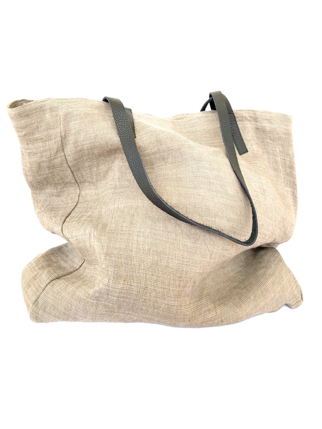 Large Tote Bag Made of Natural Dye With Clay and Plants, Beige Color ...