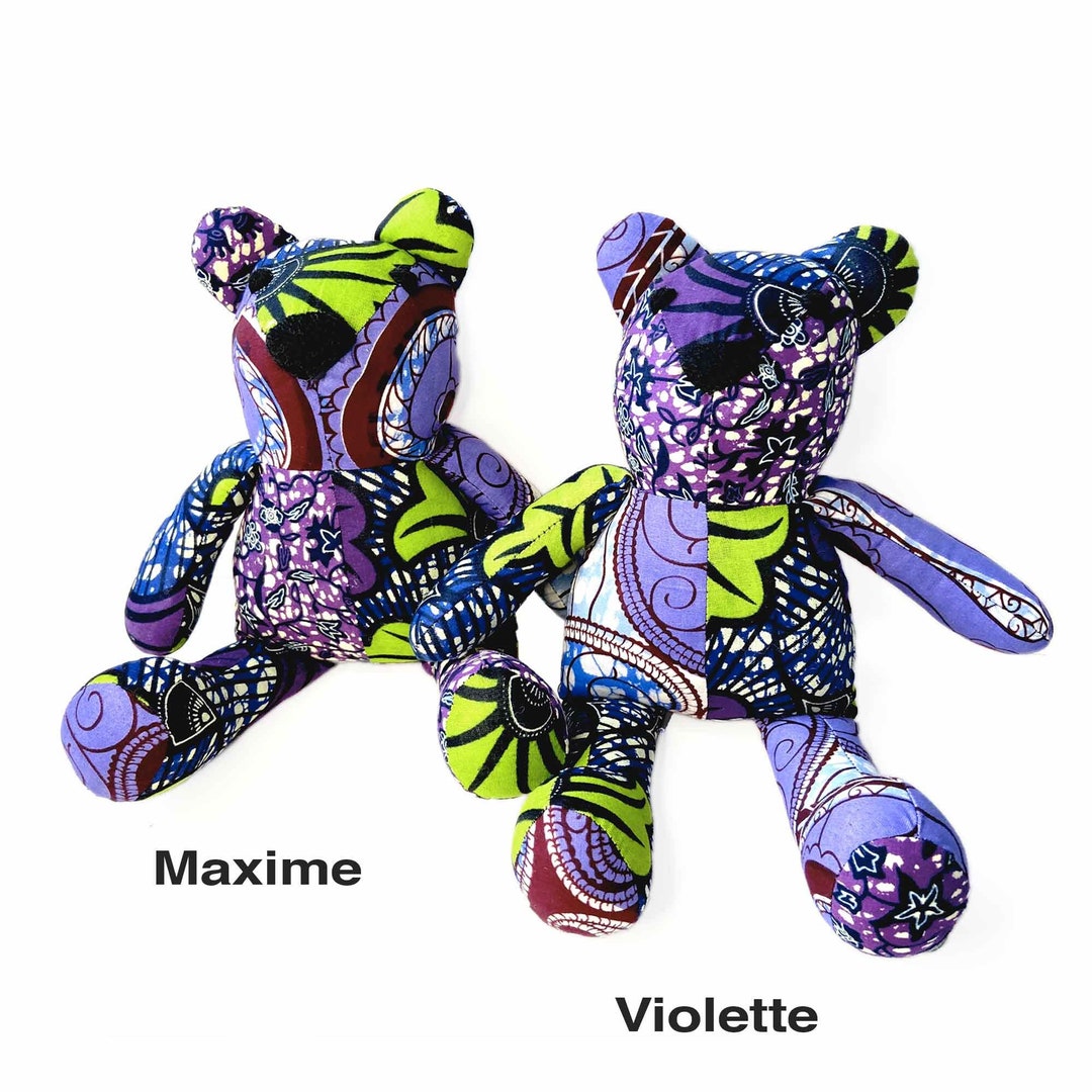 Ours en patchwork de coton wax Africain, Teddy wax petit modèle, ourson ...