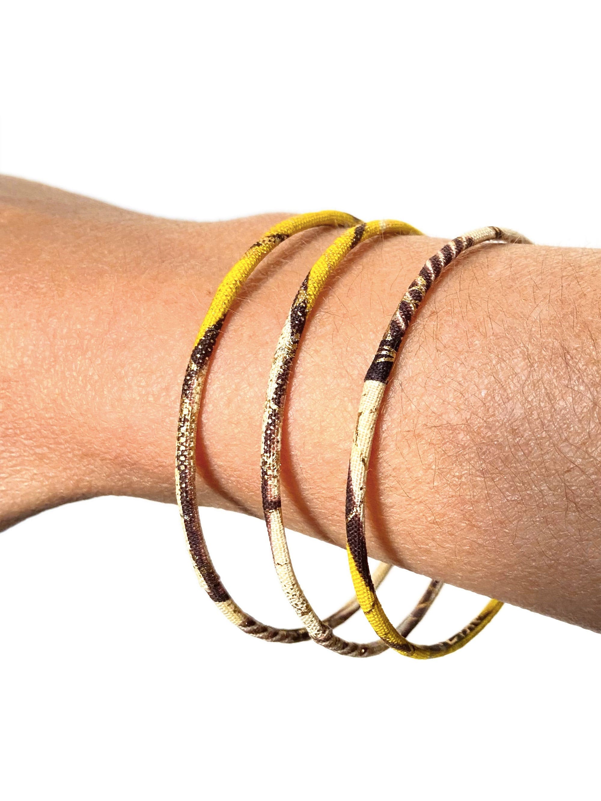 Women bangles with African print wax set of 3 fine ethnic | Etsy
