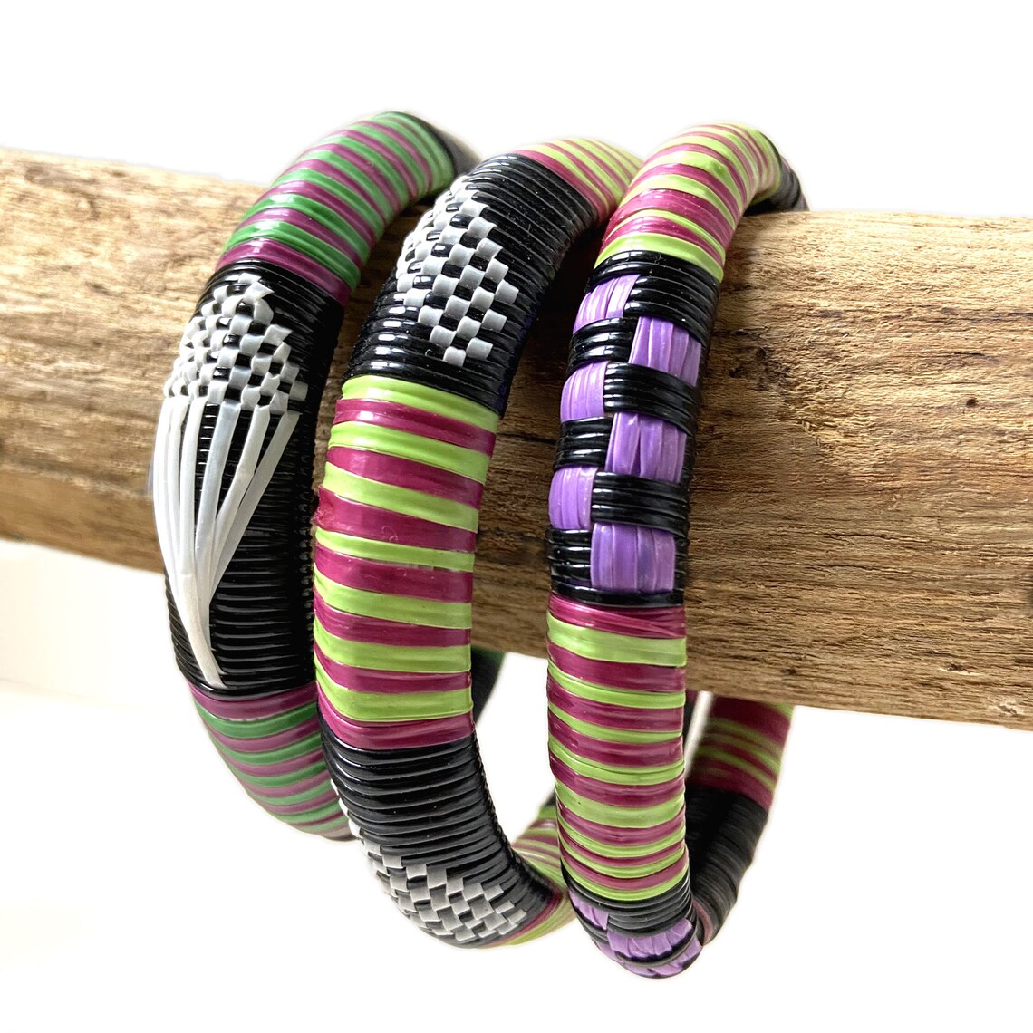 African Bangles Handcrafted With Recycled and Woven Plastic - Etsy