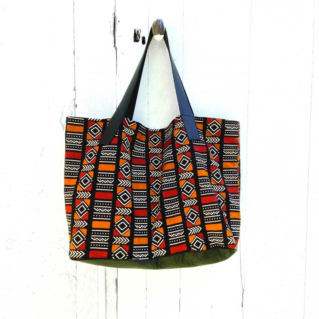 Large Tote Bag in African Ankara Fabric, Eco-friendly Bag With Handles ...