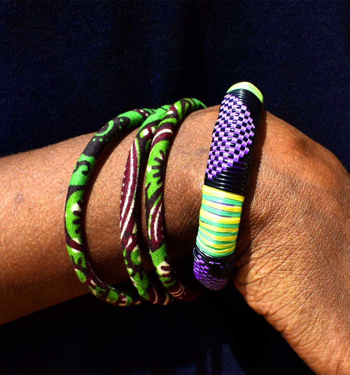 African bangles handcrafted with recycled and woven plastic | Etsy