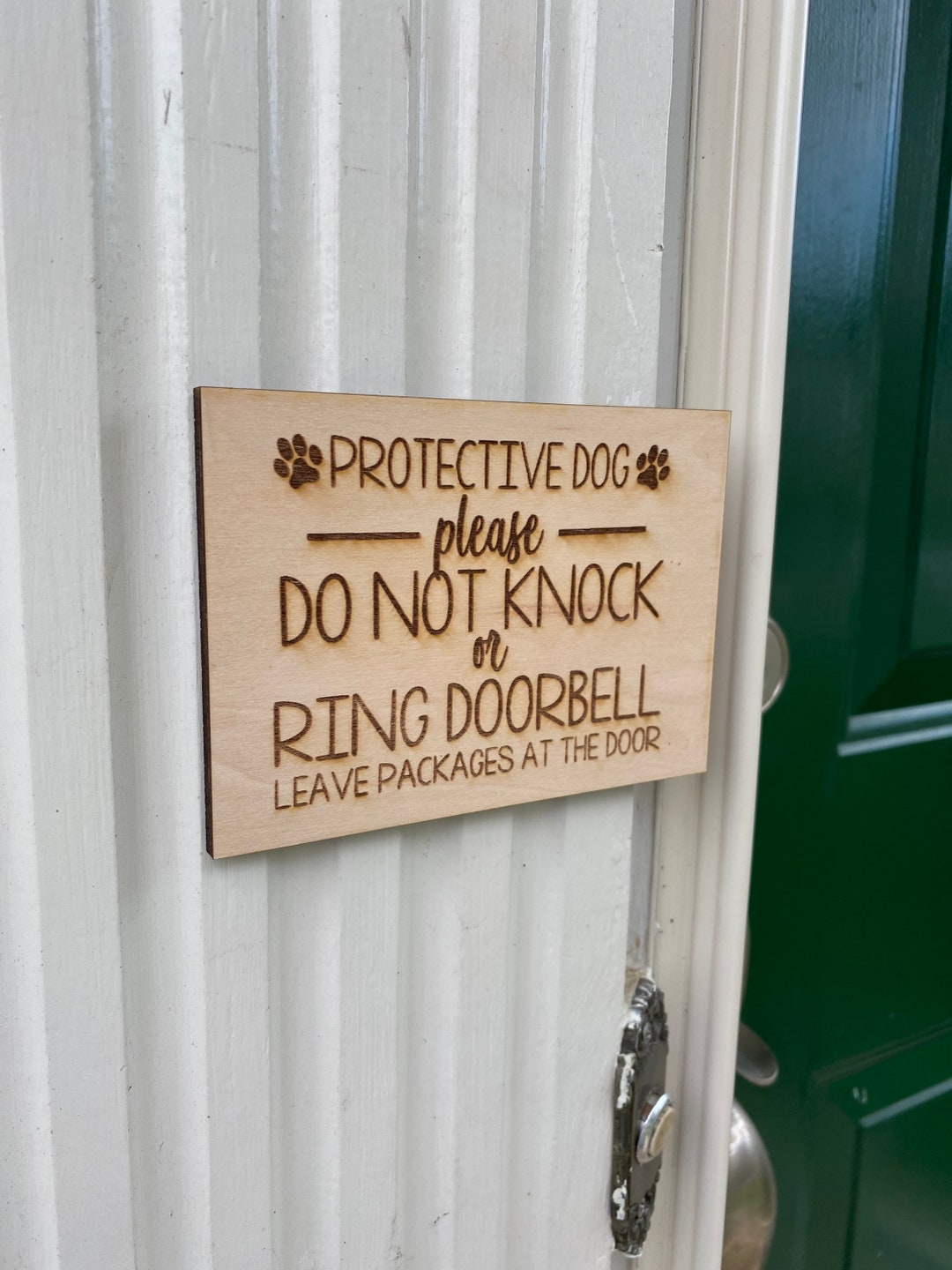 Protective Dog Door Sign, No Knocking or Ringing Doorbell Sign for ...