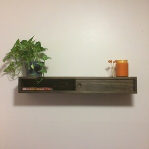Floating Shelf With Divider and Sliding Doors Wood Shelf - Etsy Canada