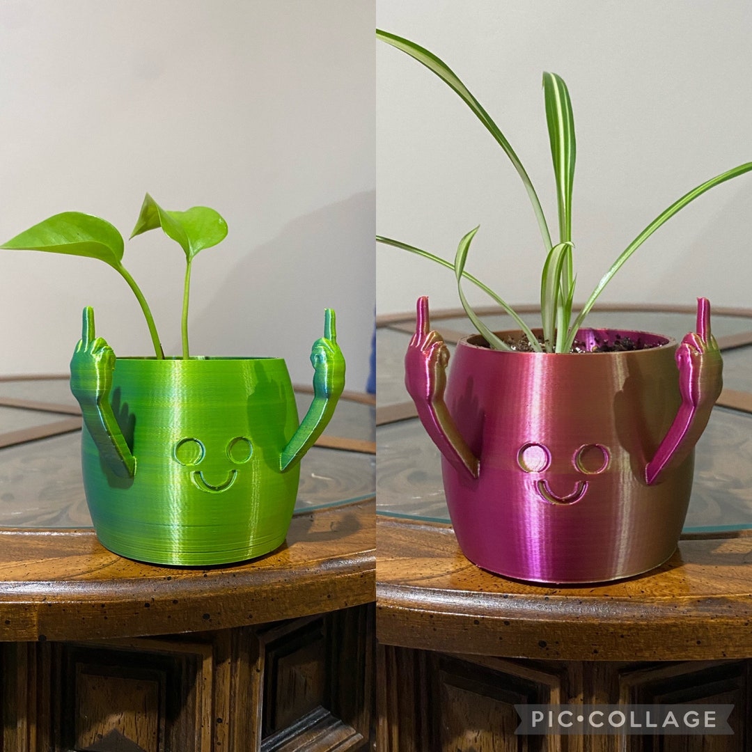 Middle Finger Man Plant Pot, 3D Printed Planter, Unique Plant Pot Free ...