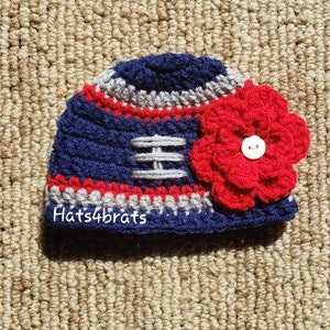New England Patriots Football Hat, Baby Girl Patriots Hat, Crochet ...