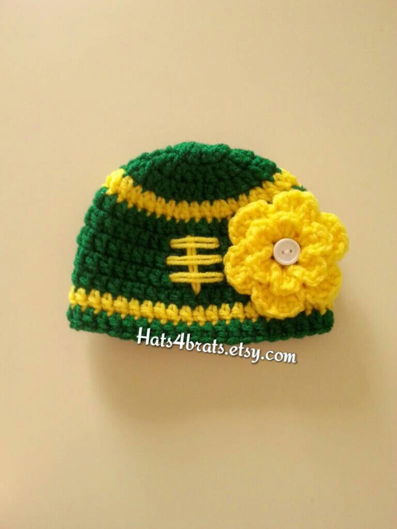 Baby Girls Green Bay Packer Hat, Crochet Football Hat, Baby Football ...