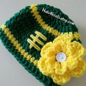 Baby Girls Green Bay Packer Hat, Crochet Football Hat, Baby Football ...