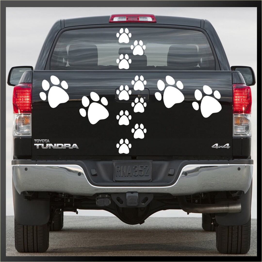 28 PAW PRINT STICKERS Any Colour Car / Wall Stickers Decals Graphics ...