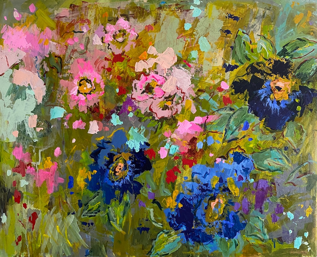 TWIST AND SHOUT Original Acrylic Floral Abstract Painting, Size 24 X 30 ...
