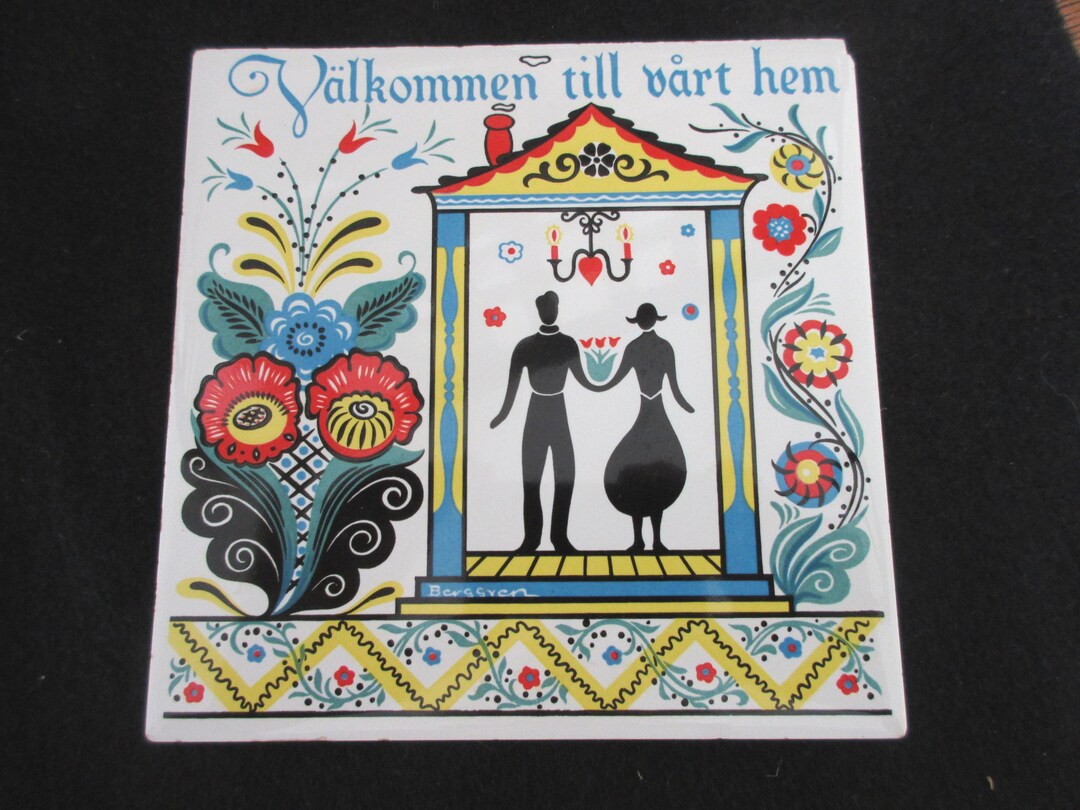 Vintage Swedish Tile Ceramic Hot Plates Framed Tiles Plant Stands ...