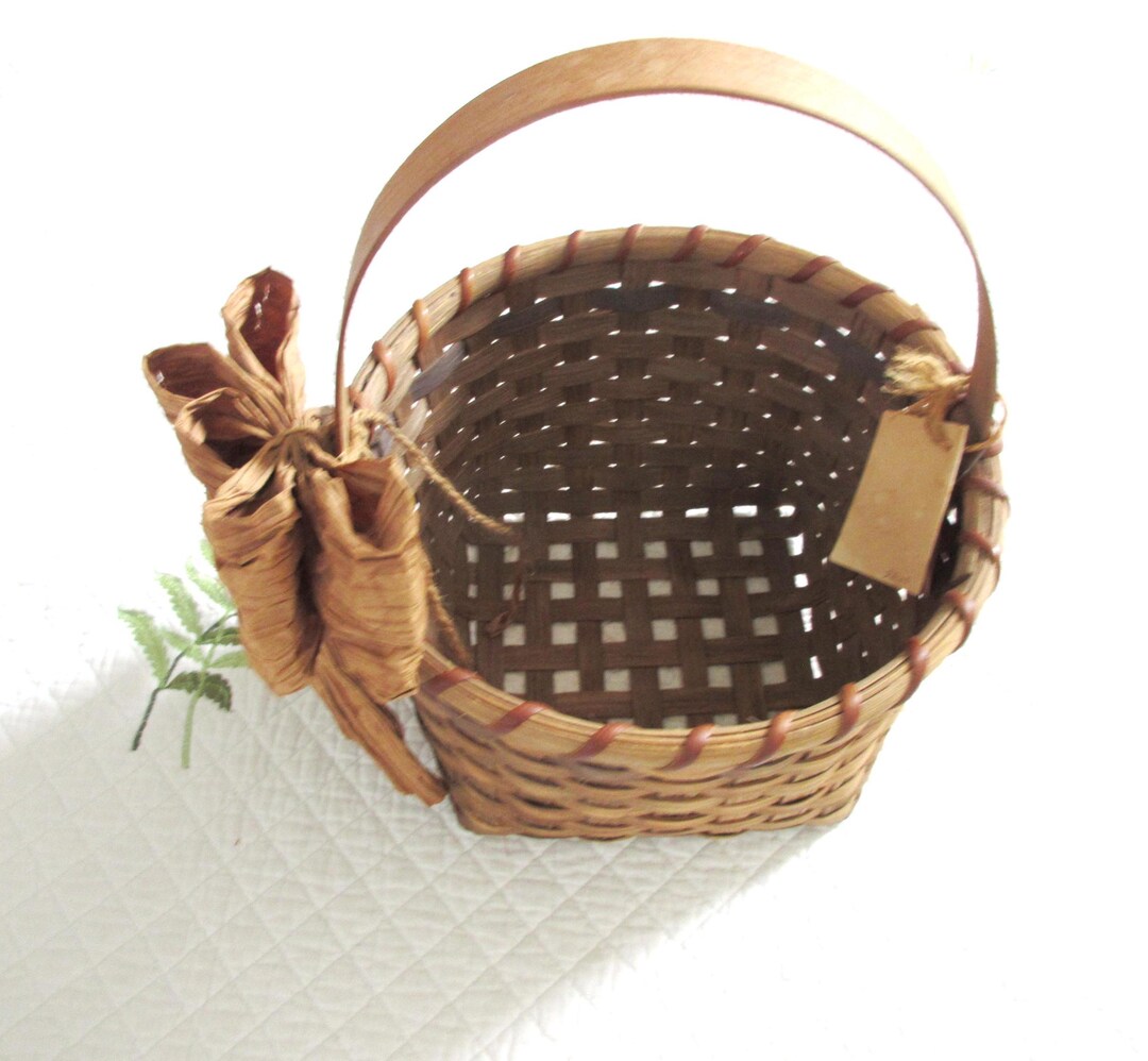 Vintage Square Basket With Handle Lunch Pail Basket Easter Basket ...