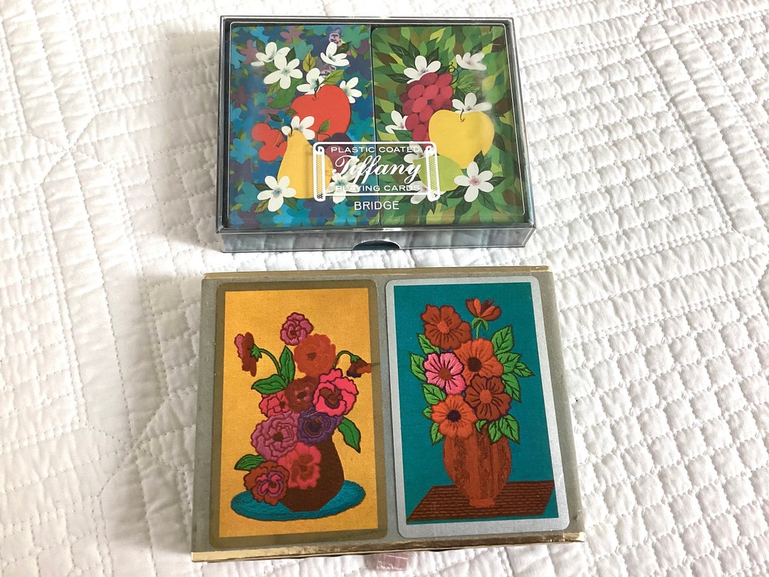 Vintage Bridge Card Set: Flower Power, Tiffany Art Cards - Etsy