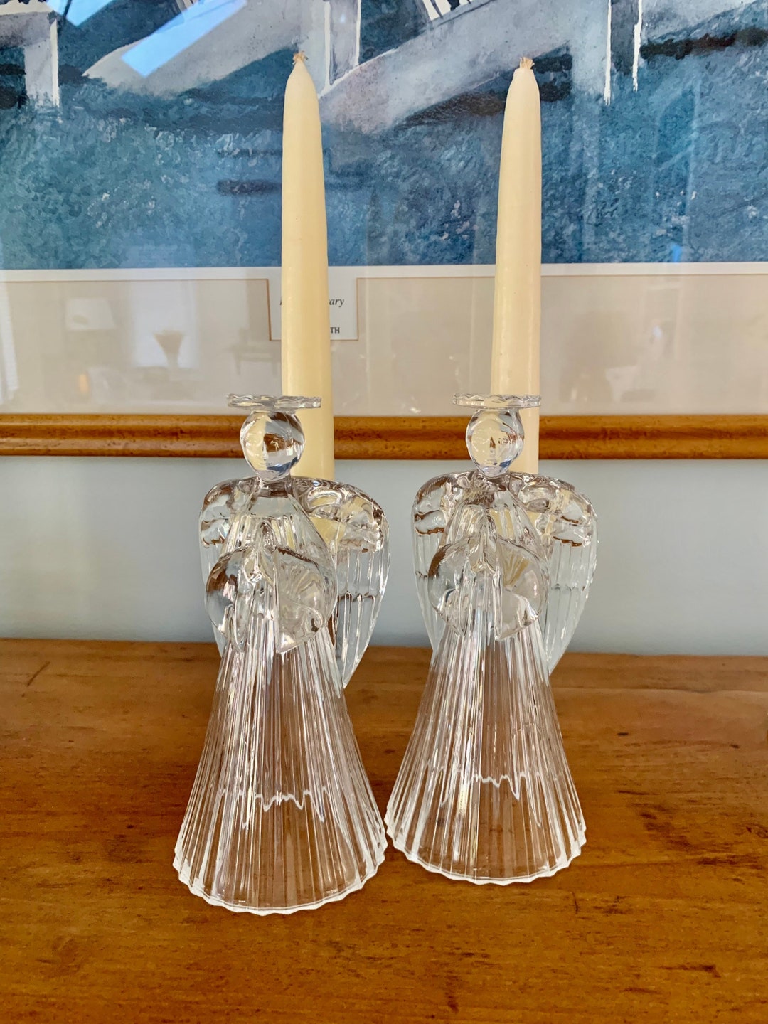 Vintage Pair of St. Georges Crystal Candlestick Holders Praying Angel ...