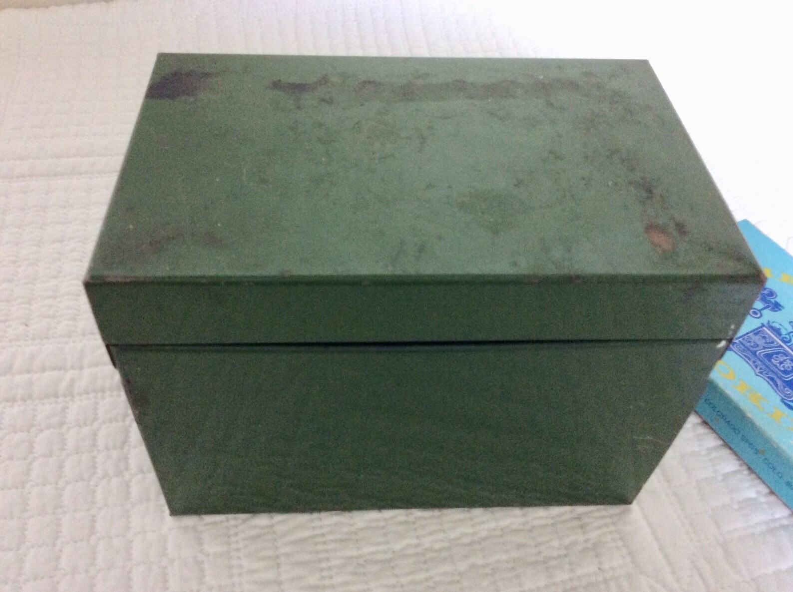 Vintage Dark Green Painted Metal Card File Recipe Box Hinged - Etsy