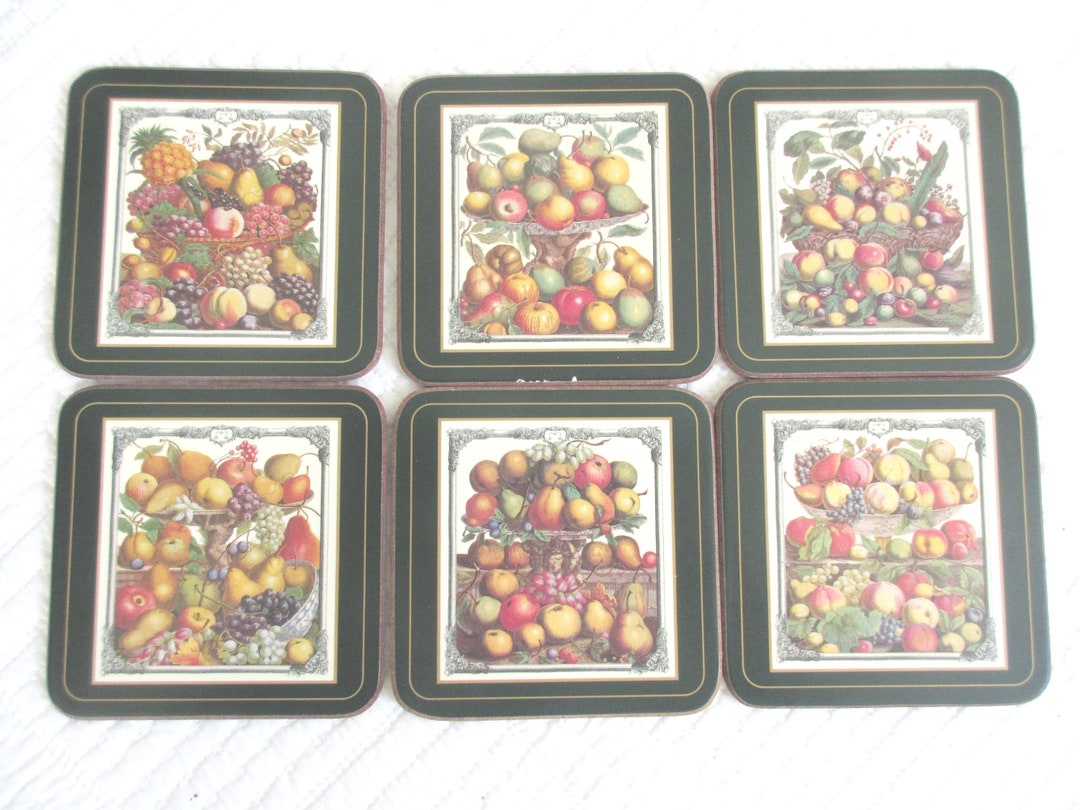 Vintage Set of Six Classic Fruit Still Life Coasters Pimpernel Cork ...