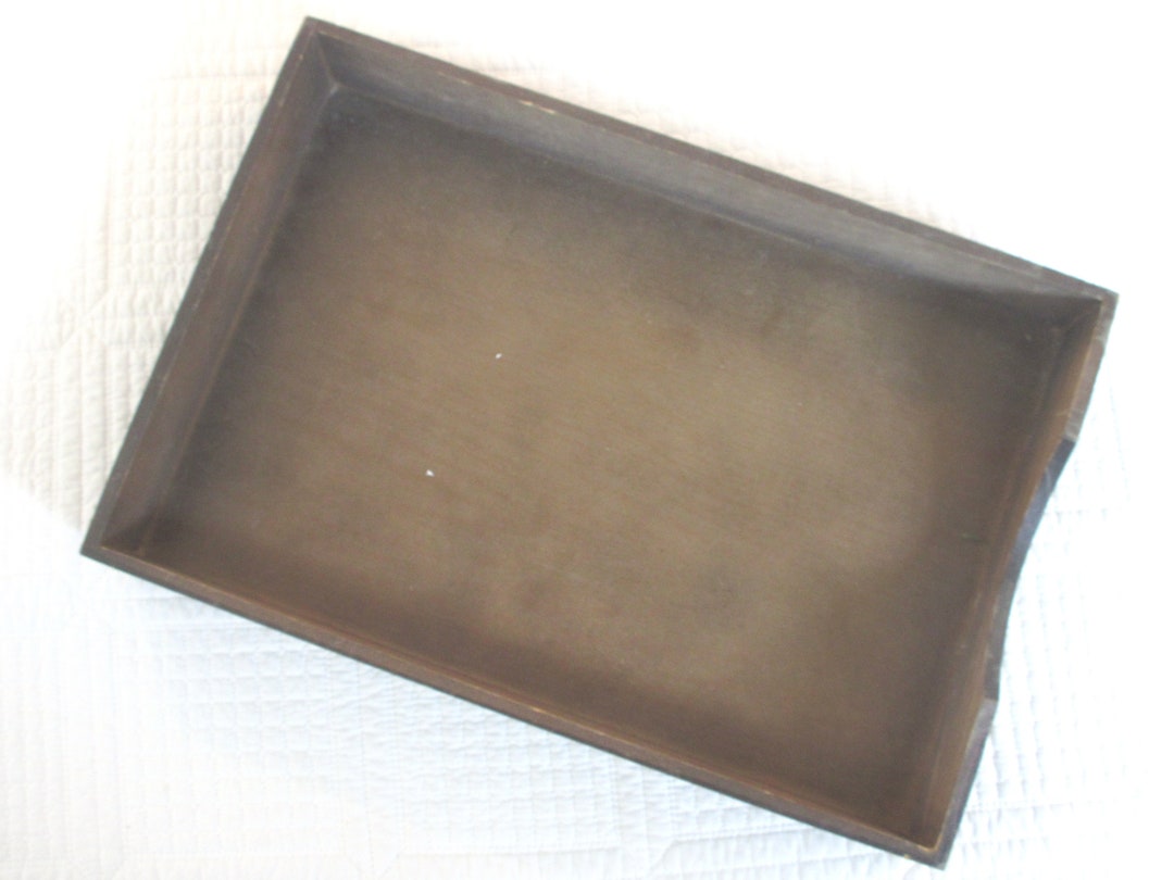 Vintage Wooden Paper Tray in Box Desk Organizer in and Out Box Dark ...