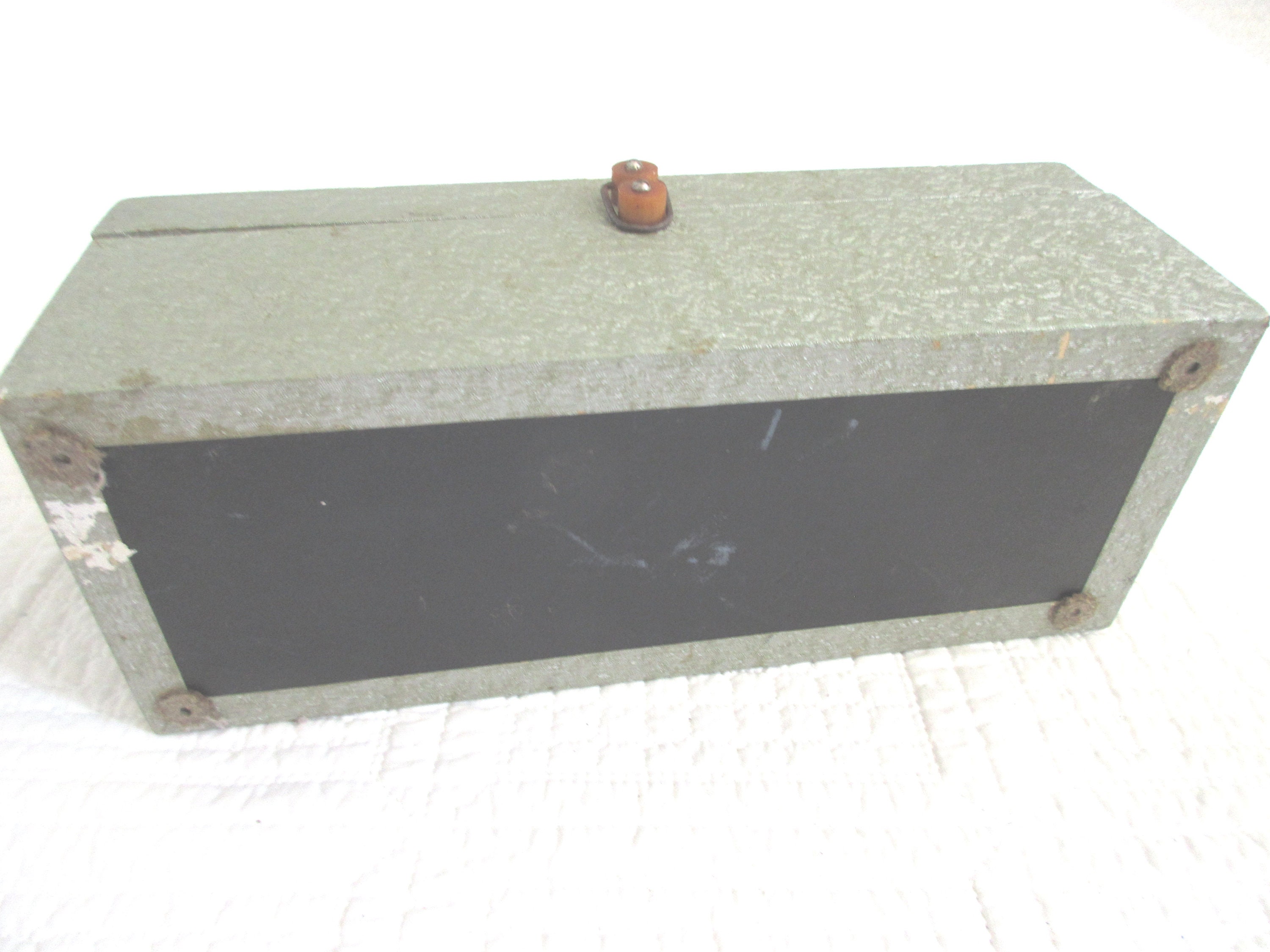 Vintage Narrow Hammered Metal Science Box Grey Metal Storage - Etsy