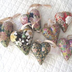 Vintage Cloisonne Christmas Ornaments Heart Shaped Ornaments Fancy Tree ...