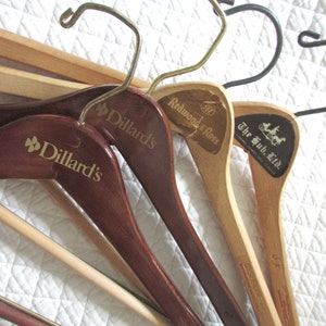 Vintage Set of Four Hardwood Wooden Hangers W/ Movable Pants Trouser ...