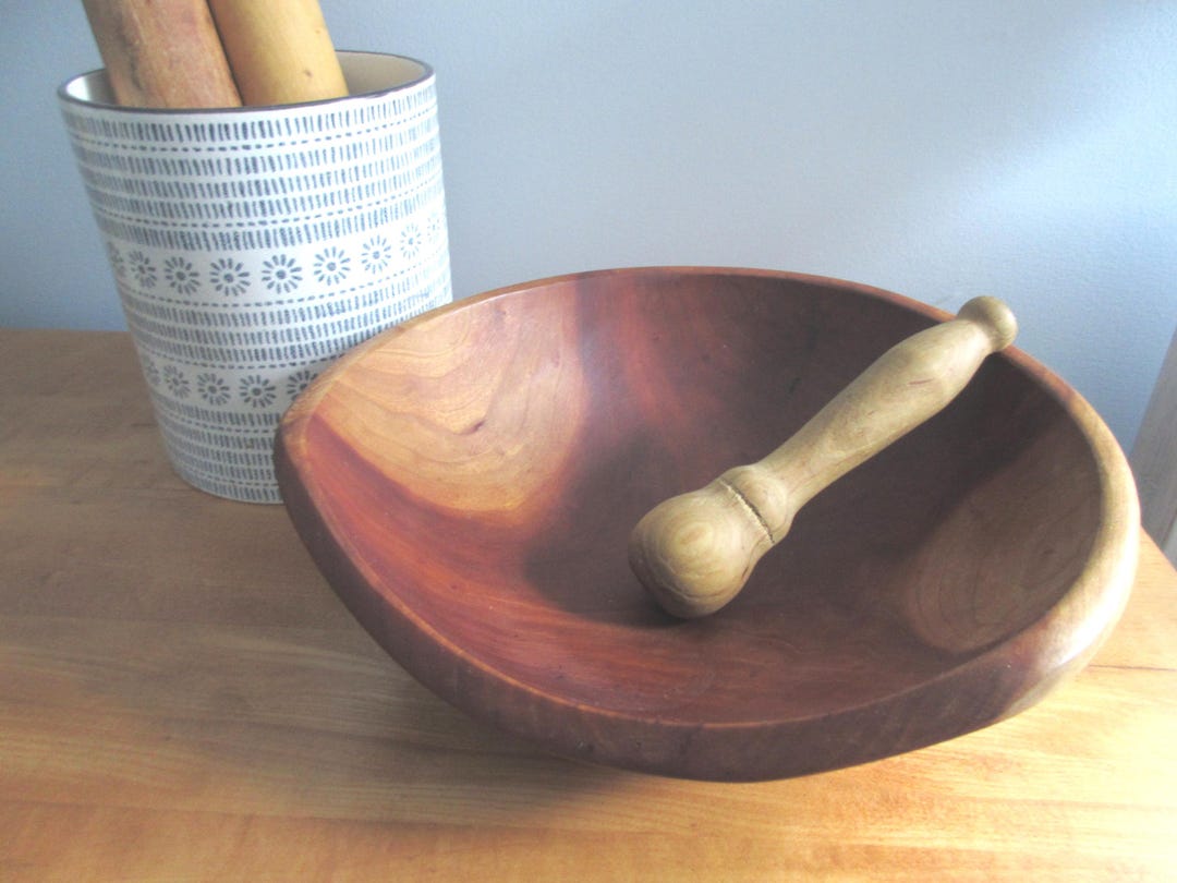 Vintage Handmade Large Wooden Mortar and Pestal Commercial Kitchen ...