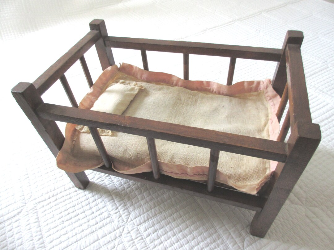 Vintage Handmade Doll Crib Doll Bed Small Doll Furniture Doll Bed With ...