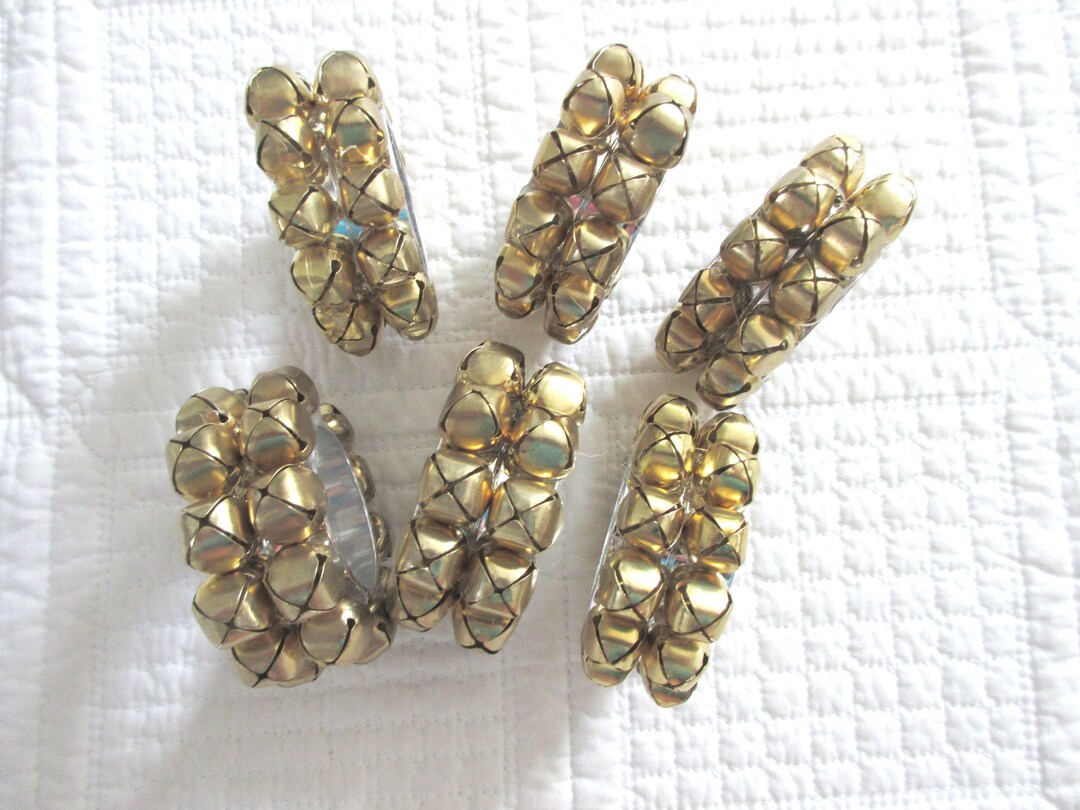Vintage Christmas Gold Jingle Bell Napkin Rings Holiday Party Plastic ...