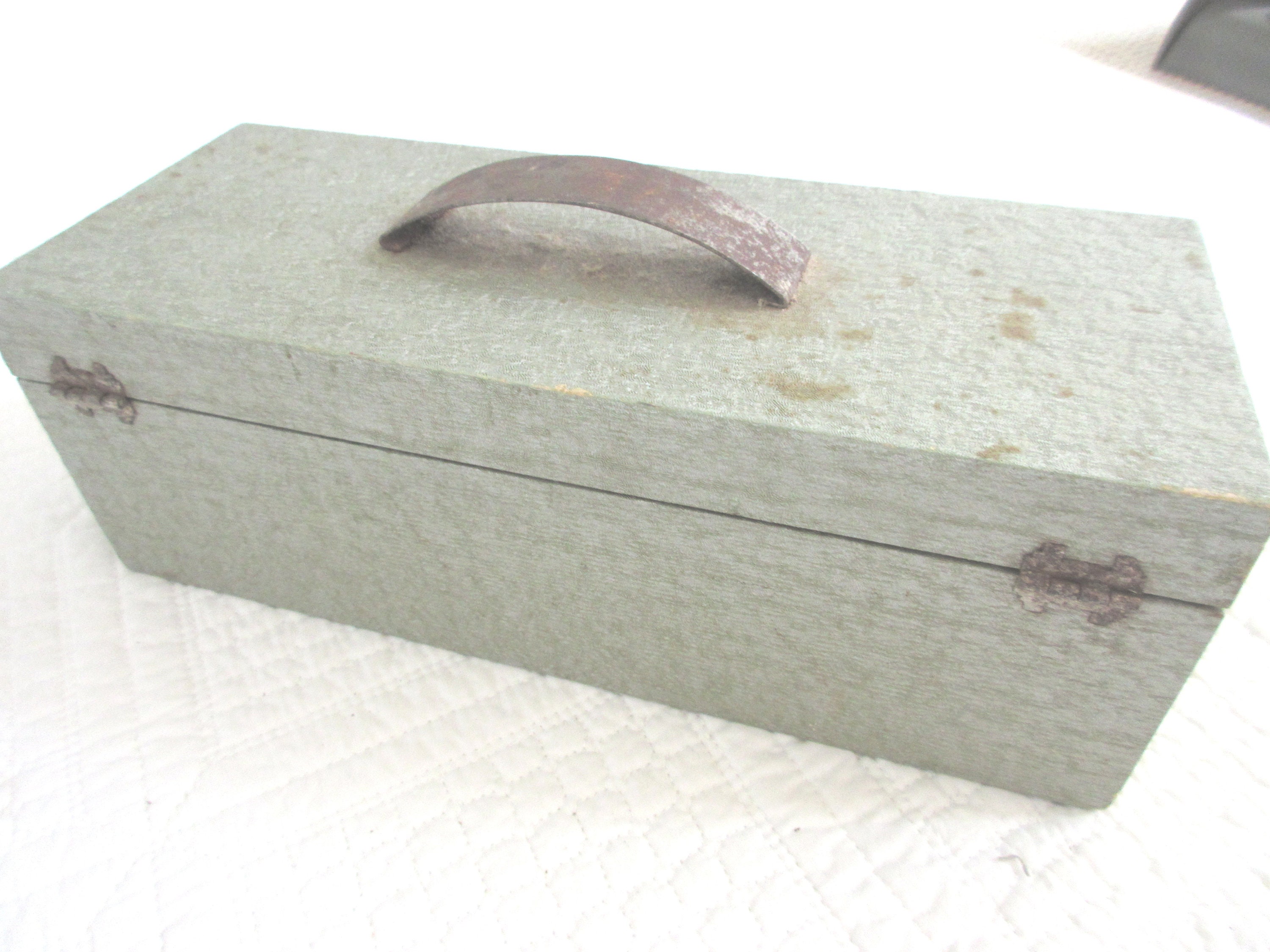 Vintage Narrow Hammered Metal Science Box Grey Metal Storage - Etsy
