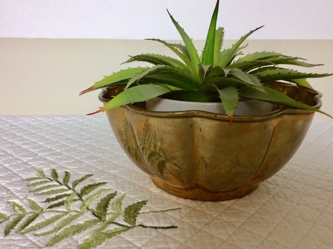 Vintage Brass Cache Pot or Planter Indoor Planter Small Metal Planter ...