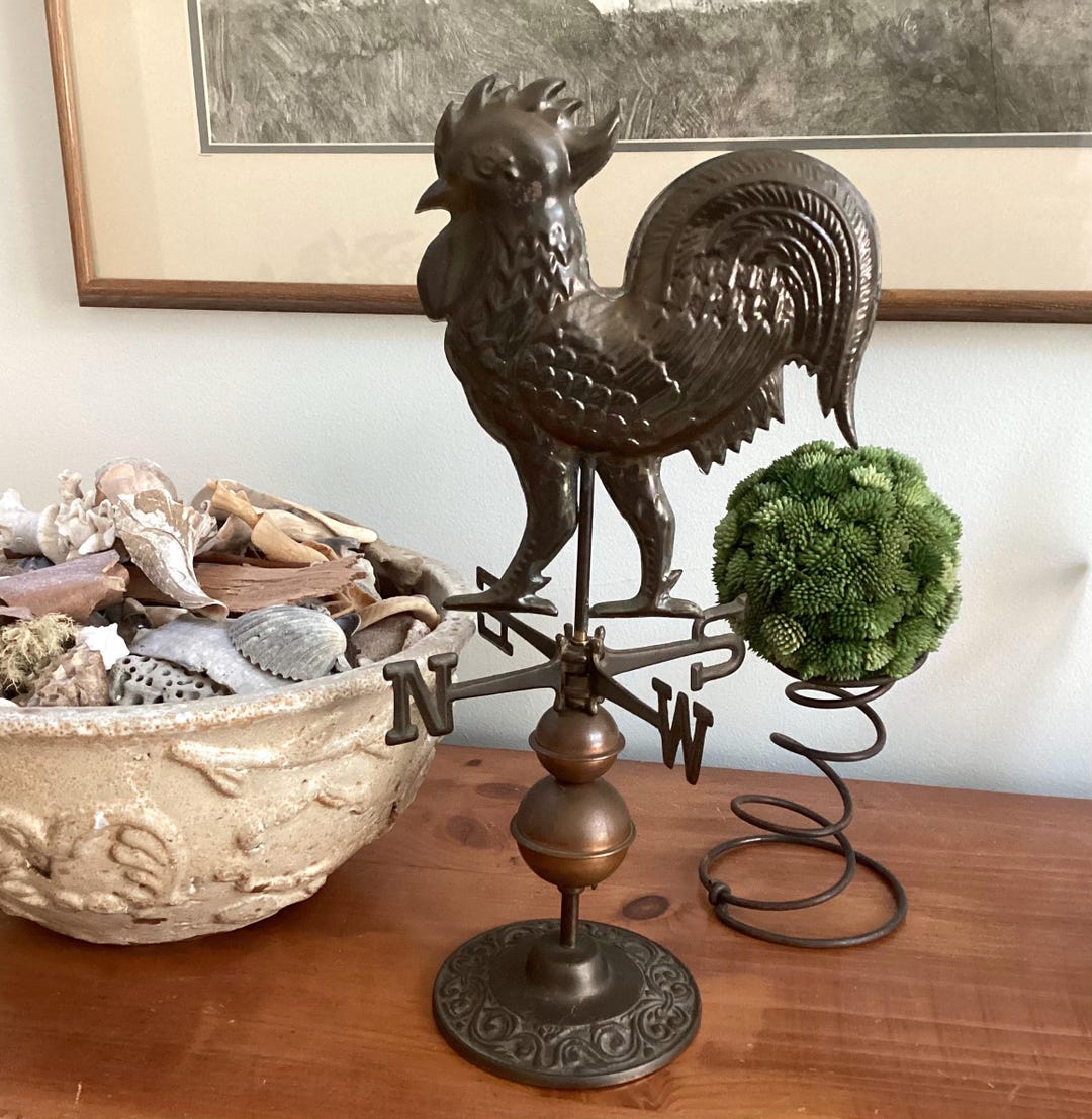 Vintage Mini Rooster Weathervane Brass and Copper Standing Weathervane ...
