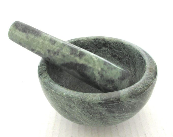 Vintage Green Marble Mortar and Pestle Vintage Kitchen Tools Shallow ...