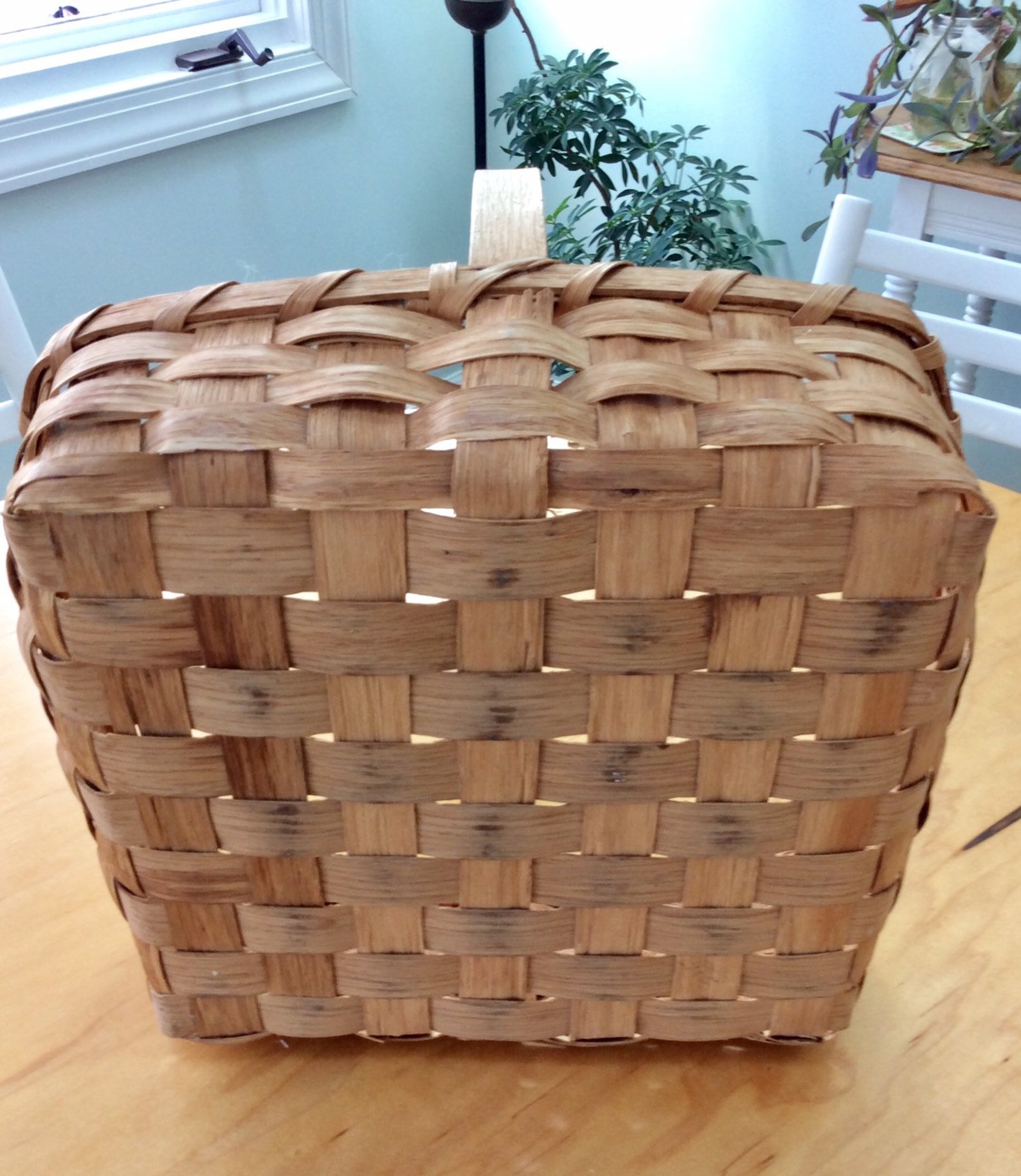 Vintage Square Handwoven Basket With Handle Farmhouse Bohemian - Etsy