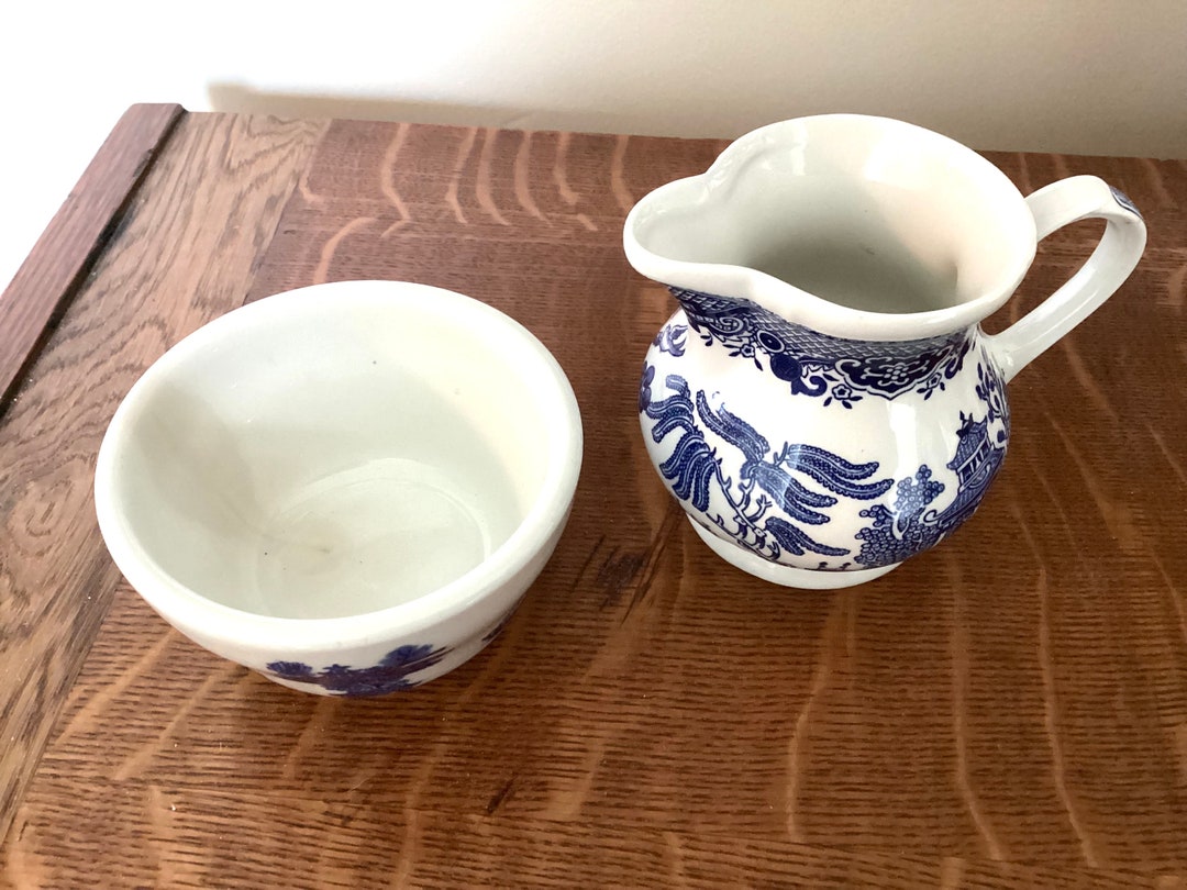 Vintage Chinoiserie Ironstone Sugar and Creamer Set - Churchill England ...