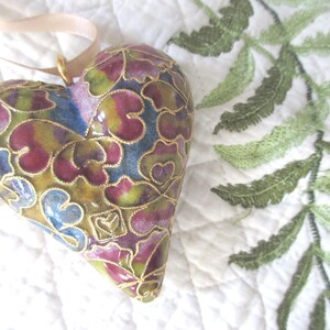 Vintage Cloisonne Christmas Ornaments Heart Shaped Ornaments Fancy Tree ...