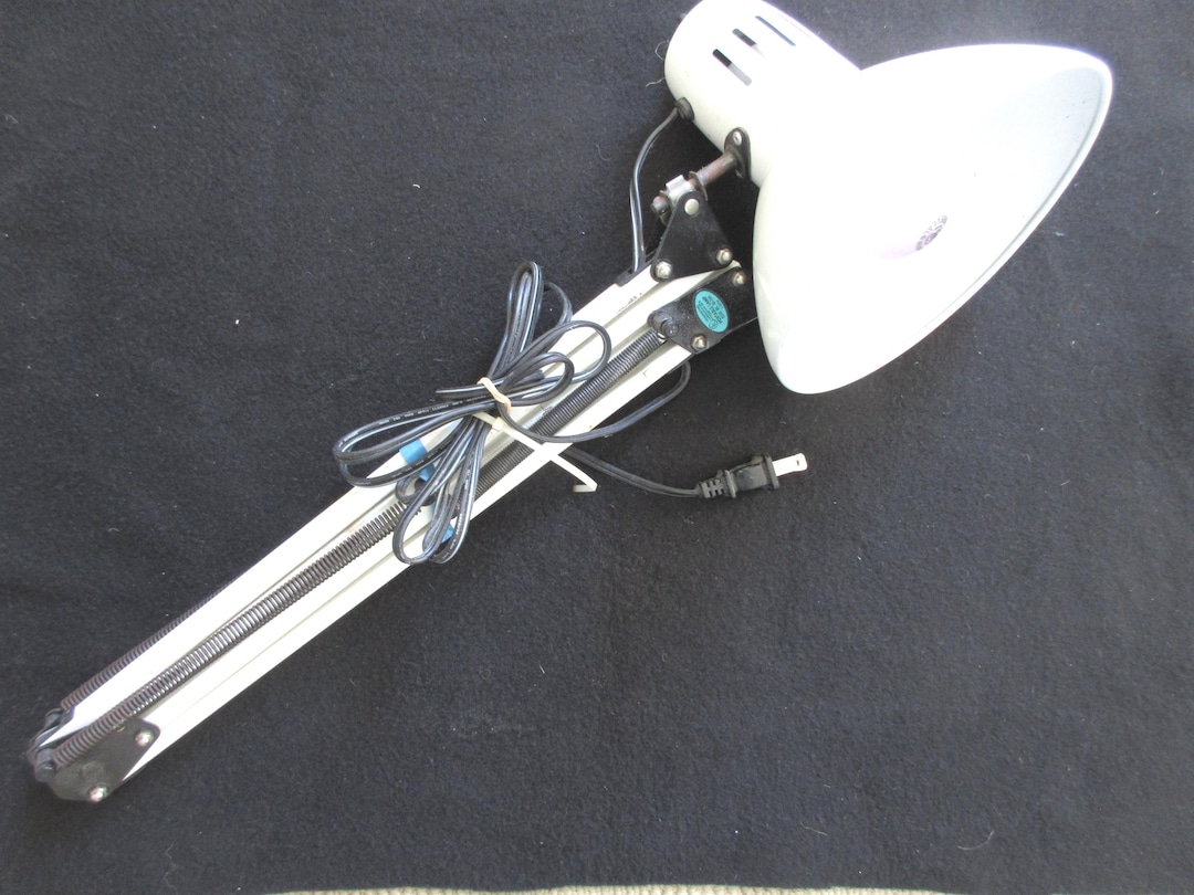 Vintage White Metal Architect's Lamp: Mid Century Industrial Swing Arm ...
