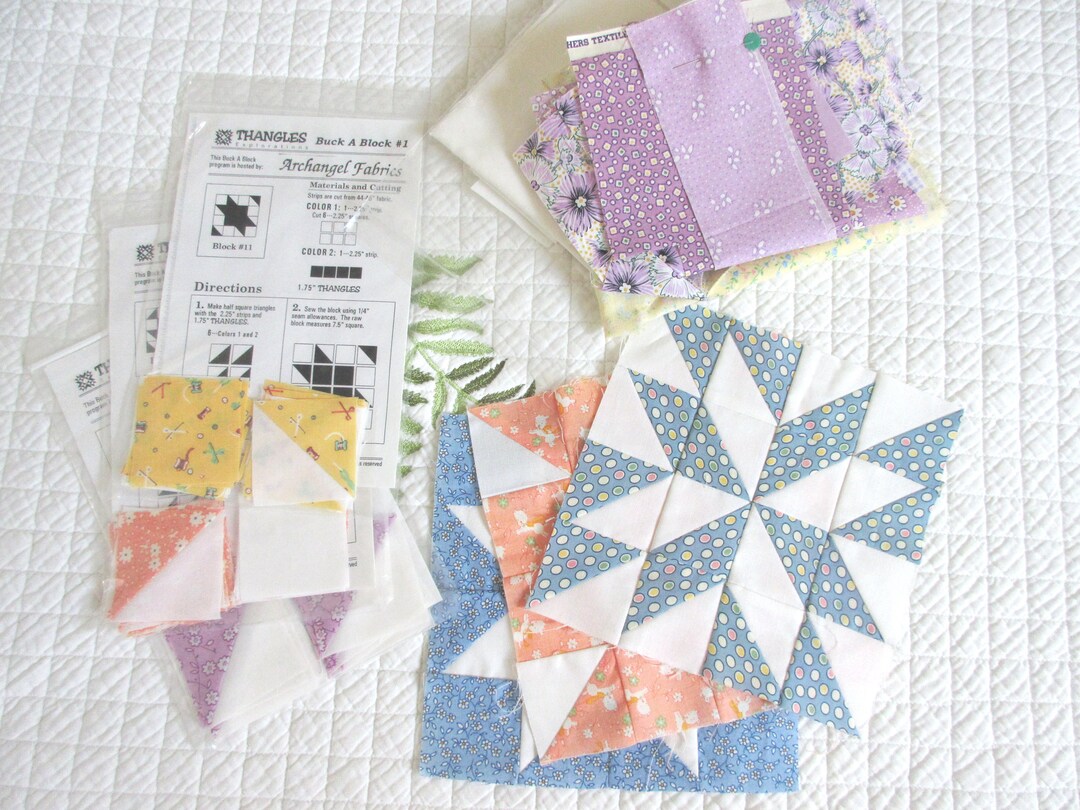 Vintage Handmade Quilt Squares Blocks Quilting Pieces Fabric Bundles ...