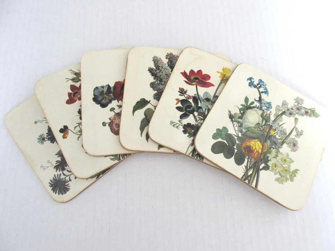 Vintage Set of Six Classic Botanical Floral Coasters Pimpernel Style ...